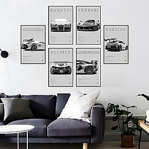 Car Canvas Poster Wall Art, Supercar Art Prints, 6pac/Set (6 Set, 8 x 12 in Unframed)
