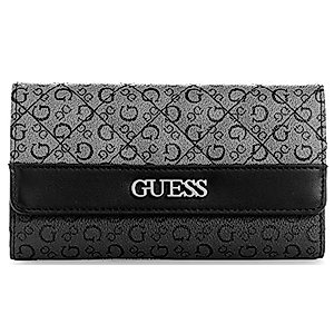 GUESS Factory Women's Logo Quilted Logo Print Trifold Slim Wallet Clutch Bag