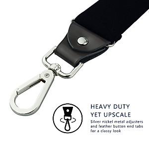 Vauhse Suspenders for Men, Adjustable Suspenders with Elastic Straps Y-Back Construction Heavy Duty for Work Black