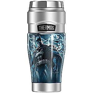 THERMOS Batman Stormy Knight Lightning, STAINLESS KING Stainless Steel Travel Tumbler, Vacuum insulated & Double Wall, 16oz