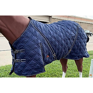 HILASON Western Horse Stable Blanket Quilted | Horse Blanket | Horse Blankets for Winter | Water Resistant Stable Blankets for Horses | Blankets for Horses | Blue | 78 Inches