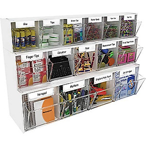 Deflecto Interlocking Multi Storage Organizer Tilt Bin, White