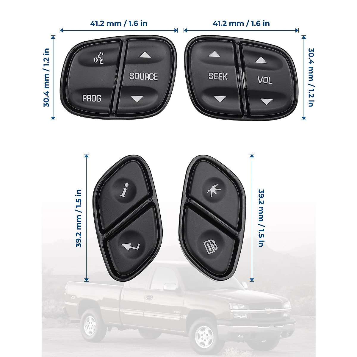JOYTUTUS Steering Wheel Radio Control Switch Buttons fits Silverado Sierra 2003-2007, Trailblazer & Envoy 2004-2009, Tahoe & Yukon 2003-2006, Replaces OE# 21997738, 21997739, 1999442, 1999443