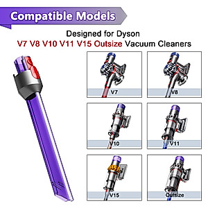 ilovelife Crevice Tool Nozzle Brush with Led Lights Quick Release for Dyson V7 V8 V10 V11 V15 Cordless Vacuum Cleaner Parts