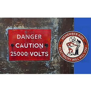 AG 4 PCS Remember Kids Electricity Will Kill You Decal Hard Hat Stickers Reddy Kilowatt Funny Electrician Mechanic Stickers, 3 Inch, Electricity Kills Sticker