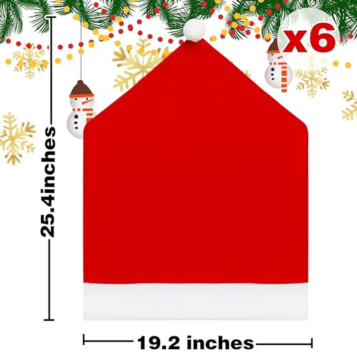 yoktiuva 6 Pcs Christmas Chair Covers, Red Santa Hat Dining Chair Slipcovers, Christmas Chair Back Covers Kitchen Chair Covers for Xmas Christmas Holiday Festival Party Decoration Indoor