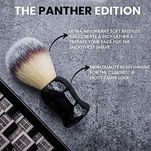 RUBAB MEN Premium Shaving Brush for Men Made with Cruelty-Free Soft Bristles |Panther Edition| Experience Luxury Wet Shave | Boosting an Elegant Black-Toned Handle Handcrafted by Master Craftsman