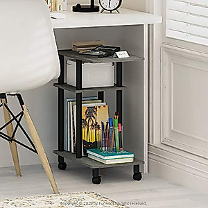 Furinno Turn-N-Tube C Shaped Side Table with Casters, French Oak Grey/Black
