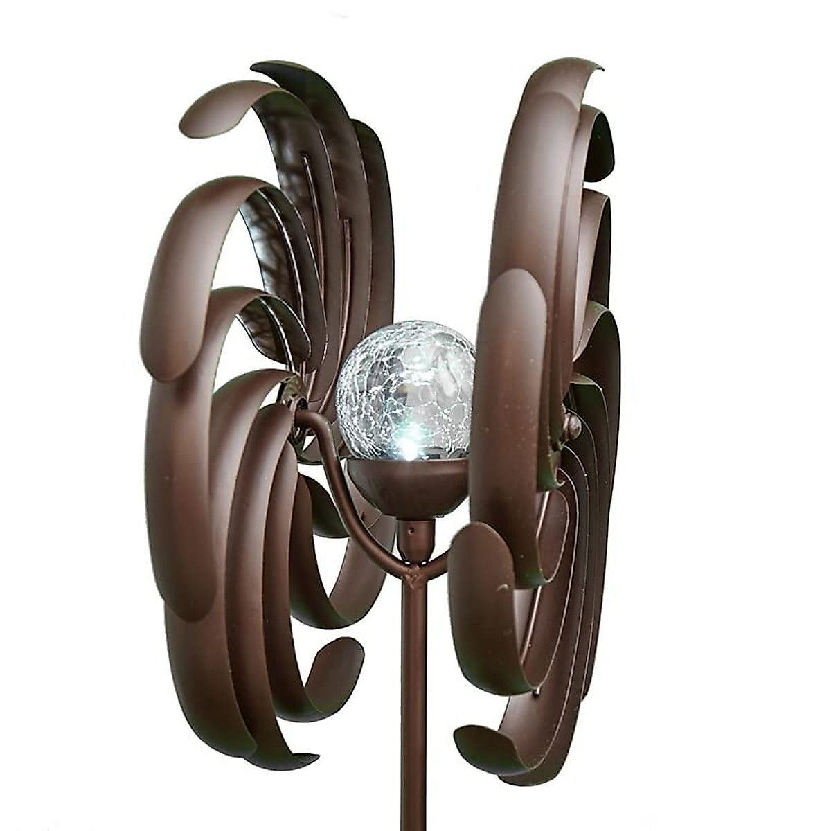 The Lakeside Collection Solar-Powered Garden Spinner - Double Spiral Wind Sculpture for Yards and Patios