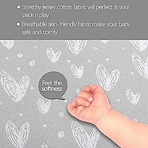 Pack n Play Fitted Sheet, Soft Jersey Cotton Portable Playard Sheets, 2 Pack Mini Crib Sheets, Unisex, Preshrunk