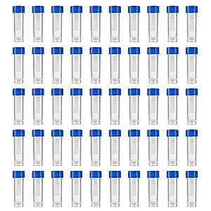 Eowpower 50 Pieces 5 ml Plastic Graduated Vial Sample Bottle Storage Container Tubes with Screw Caps