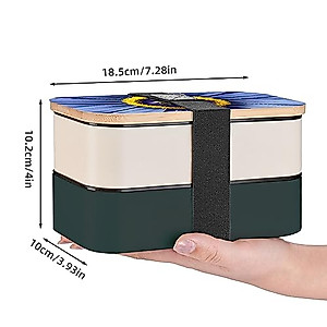 Flower Heart Bee Adult Lunch Box, Bento Box, With Cutlery Set Of 3, 2 Compartments, Rectangular, Lunch Box For Adults