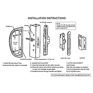 ALLYWASAI Patio Sliding Door Handle Set, Perfect Replacement Mortise Style Handle Set Fits Door Thickness from 1-1/2" to 1-3/4", 3-15/16" Screw Hole Spacing, Non-Keyed, Black
