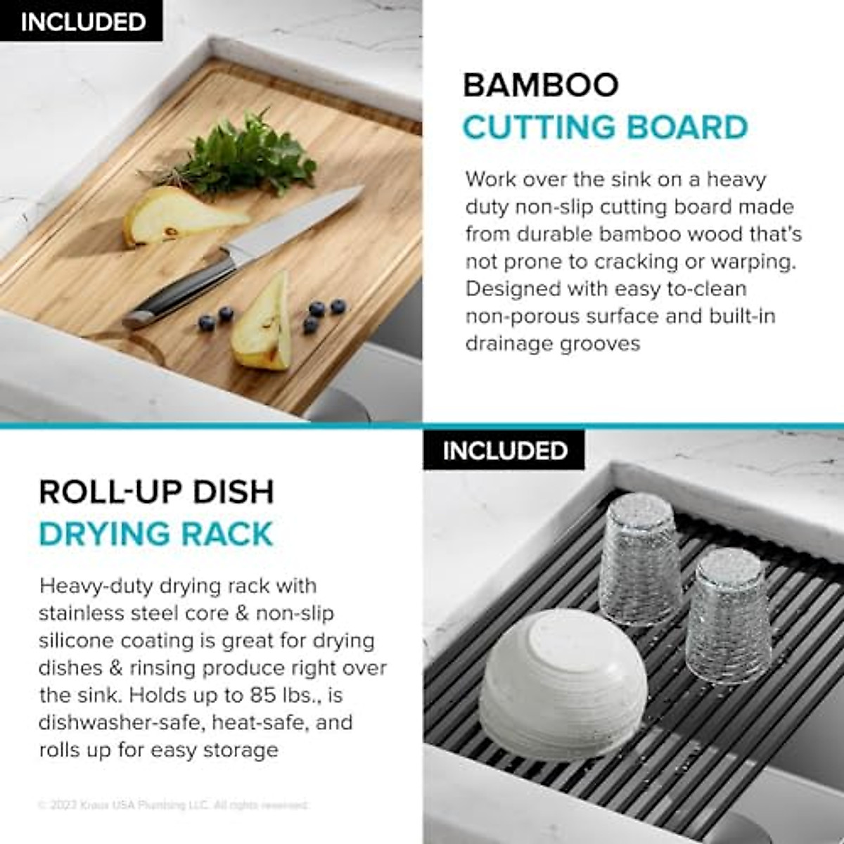 KRAUS Kore 27-Inch Farmhouse Workstation 16 Gauge Single Bowl Stainless Steel Kitchen Sink with Accessories, KWF210-27