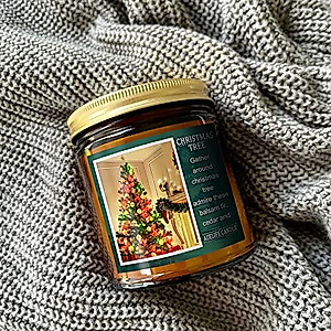 Christmas Tree Candles Soy Candle Gifts for Women Men Balsam Fir Cedar Holly and Evergreen Holiday Scented Candles for Home 50 Hour Burn Time 7oz Clear Jar Candle