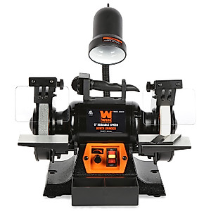 WEN BG625V 2.5-Amp 6-Inch Variable Speed Bench Grinder with Flexible Work Light , Black