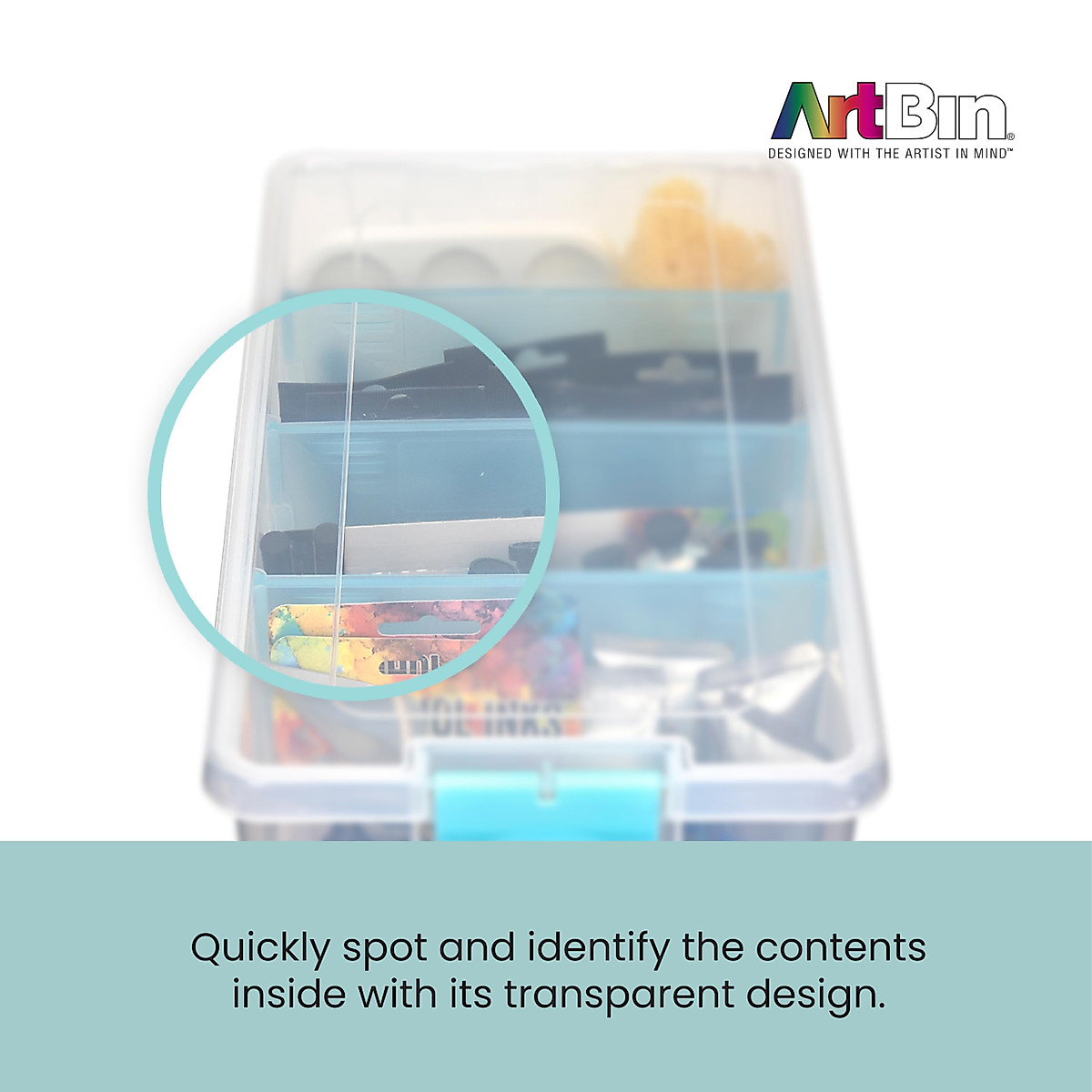 ArtBin Semi Satchel Portable Craft Organizer with 3 Dividers - Clear Plastic Storage Case for Art & Craft Supplies