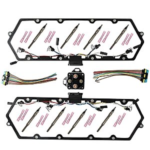 Valve Cover Gaskets + 8 Glow Plugs + BK Relay With Inner Injector Glow Plug Harness Compatible with 7.3L Ford F250 F350 E250 E350 Diesel Powerstroke 1999-2003 (615-201, F81Z-6584-AA)