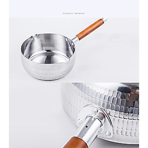 Yukihira Saucepan, Traditional Japanese Yukihira Pot Stainless Steel Saucepan Milk Sauce Pan Wooden Handle (7 inch 1.7 Quart)