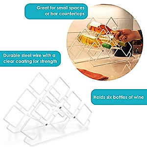 Sunnydaze Modern 6-Bottle Triangular Countertop Wine Rack - Freestanding Indoor Steel Wire Accent for Kitchen, Home Bar, or Living Room - White - 13.25-Inch H