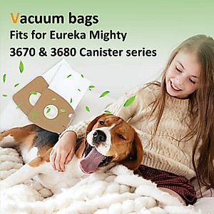 18 Pack Vacuum Bags Replacement for Eureka Mighty Mite 3670 and 3680 Series Canisters, MM Vacuum Bags 60297A, 60295A, 60295B, 60295C, 60296C Style