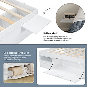 Merax Wood Captain's Platform Storage Bed with Drawers,Classic Bed Frame No Box Spring Needed Full, White