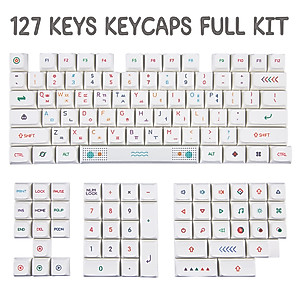 TOkey 127 Keys XDA Profile Custom PBT Dye Sublimation Keycaps Compatible with All Mechanical Gaming Keyboards for TTC Gateron Kailh Holy Panda Cherry MX Switches(Neon Lights with Korean)