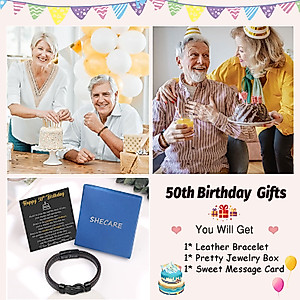 Happy Birthday Cool Gifts for Mens Brown Leather Braided Bracelets for Dad Grandpa Brother Birthday Decorations Gifts for Him Stainless Steel Clasp Man Jewelry 7.5 Inches
