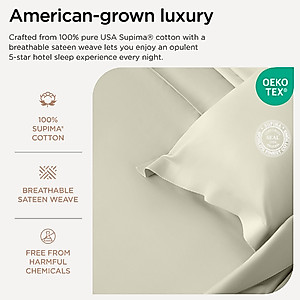 Threadmill Certified 100% American Supima Cotton Sheets, King-Sheets, 1000 Thread Count, 4 Piece Luxury Bed Sheets Set, Hotel Quality Sateen Weave, Ivory Sheets with Elasticized Deep Pocket