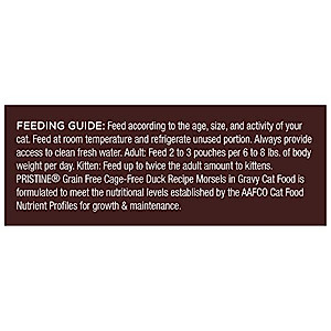 Castor & Pollux Pristine Grain Free Cage-Free Duck Recipe Morsels in Gravy Cat Food Pouches, 3 Oz (Pack of 24)