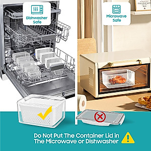 Cthglong 5 PCS Fruit Containers for Fridge, Food Storage Containers with Removable Colander, Dishwasher & Microwave Safe Produce Container, Fridge Organizers Keep Fruit, Berry, Vegetable, Fresh Longer