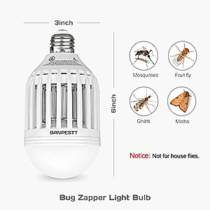 [2-Pack] BANPESTT Bug Zapper Light Bulb - 2 in 1 Indoor Mosquito Zapper Gnat Trap- Electric Fly Insect Killer&Bug Catcher for Home Backyard Patio