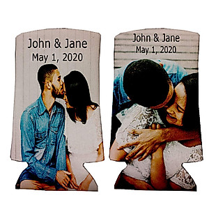 VictoryStore Slim Can and Beverage Coolers: Customizable 2-Photo Wedding SLIM Can Coolers (12)