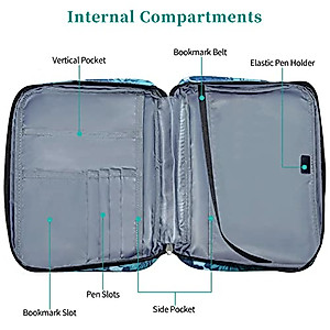 BOYOUAN Bible Covers for Women Bible Case Girls Bible Bags Large Size Bible Book Holder Carring Case Organizer Bag Floral Art Christian Church Protective Study Scripture Bag with Handle Pockets