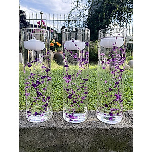 TeaSu 12pcs Purple Crystal String, for Floating Candles Centerpieces Table Decorations, Crystal Bead Filler for Party, Birthday Decorations