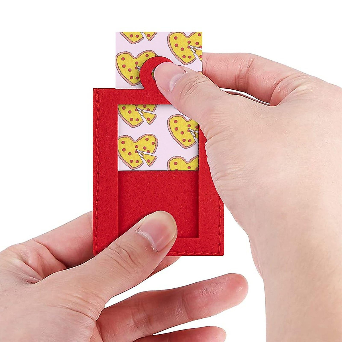 Lovingly Shaped Pizza Christmas Photo Ornament Frame Red Picture Frame for Xmas Tree Hanging Decoration