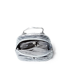 Baggallini Naples Convertible Small Daypack Sling Crossbody, Silver Metallic Quilt