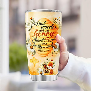 JENOIS Bee Gifts, Tumbler 20 Oz With Lid And Straw, Always Be Queen Bee
