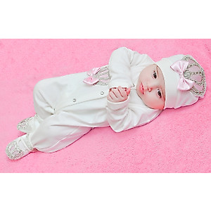 Lilax Baby Girl Newborn Crown Jewels Layette 4 Piece Gift Set 0-3 Months Pink