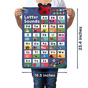 LEARNING BUGS Press to Learn Phonics, Interactive Letters and Sounds Talking Poster, Preschool & Kindergarten Learn to Read, Ages 3+