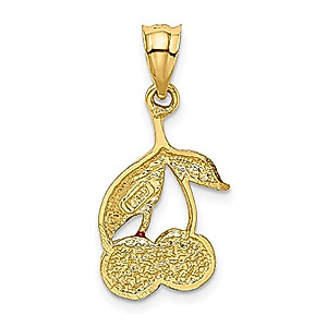 IceCarats 14K Yellow Gold Red Cherries Necklace Charm Pendant Only