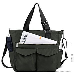 Iioscre Tote Bag for Women Men, Waterproof Work Nylon Tote Bag with Adjustable Strap,Crossbody Laptop Bag with Trolley Sleeve