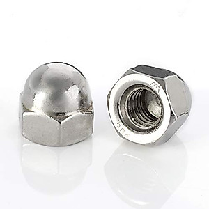 1/4-20 Acorn Cap Nuts, 304 Stainless Steel 18-8, Plain Finish, Quantity 50