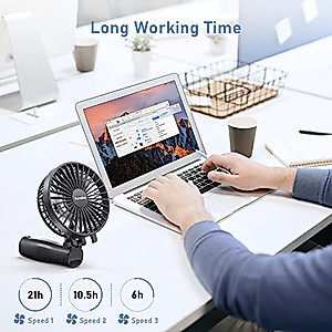 FARADAY Personal Hand Held Fan 4800mAh Travel Cooling Fan Powerful Small Portable Fans Rechargeable Battery Operated Desktop Table Fan for Traveling Hiking, 3 Speed, 6-21 Hours,Black