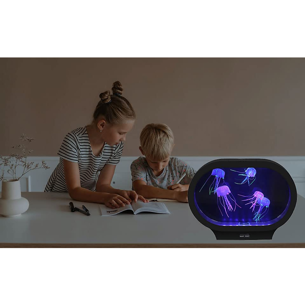 Lightahead Realistic LED Jellyfish Lava Mood Lamp Oval Design with Vibrant Color Changing Light Effects. A Sensory Flourescent Jelly Fish Aquarium Tank