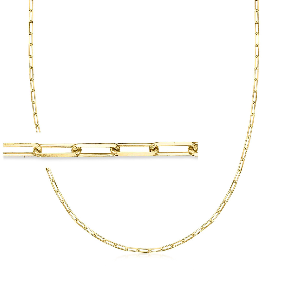 Ross-Simons 2.5mm 18kt Gold Over Sterling Paper Clip Link Necklace. 18 inches
