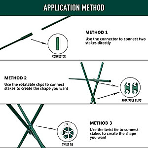 MAXPACE 40pcs Garden Stakes, 17" Each, DIY 4ft 5ft 6ft 7ft Sturdy Fiberglass Plant Sticks Stakes Supports for Tomato Vegetables, Gardening Supplies