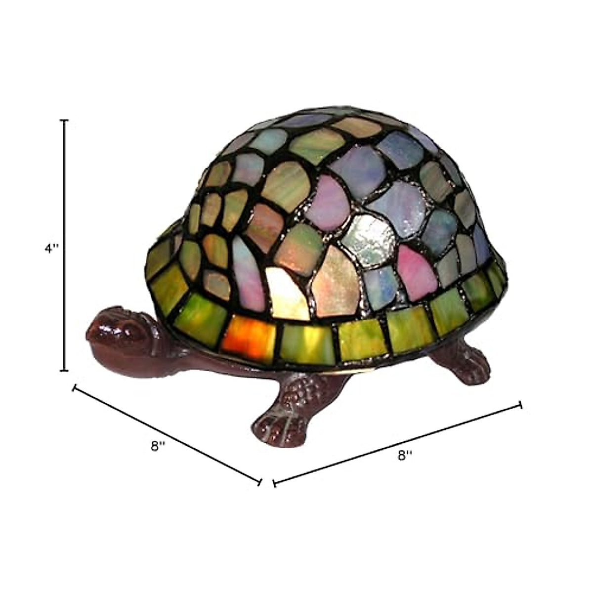 Warehouse of Tiffany TN07B113 Home Roots Multi Glass, Metal Tiffany-Style Turtle Accent, One Size, Bronzetone Table Lamp