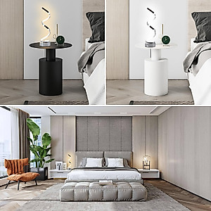 LENIVER LED Table Lamp, Modern Minimalist Dimmable Spiral Table Lamp, 12W 3 Color Bedside Lamp Desk Light for Bedroom, Living Room, Office, Nightstand, Bookshelf (Black)