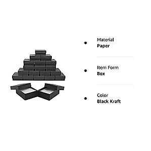 Novel Box® Made in USA Jewelry Gift Box in Black Kraft with Removable Cotton Pad 3X2.3X1 (Pack of 20) + Custom NB Pouch